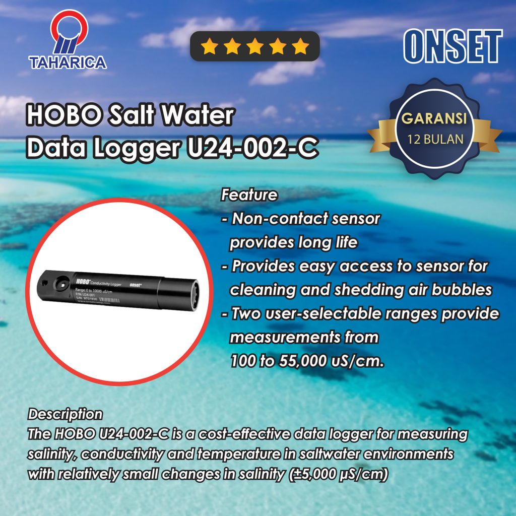 HOBO Salt Water Conductivity/Salinity Data Logger U24-002-C - Alat Uji