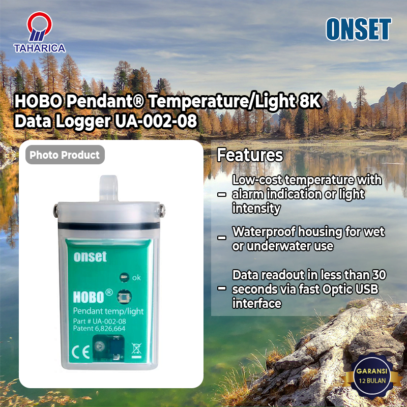 HOBO Pendant® Temperature/Light 8K Data Logger UA-002-08 - Alat Uji