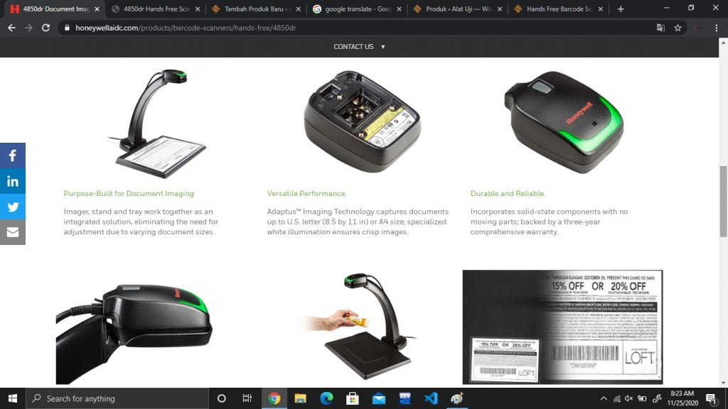 Pemindai Barcode 4850dr Document Imager - Alat Uji