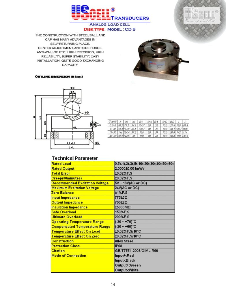 Load Cell Disk Type - CD5 - 20T / 30T – Alat Uji